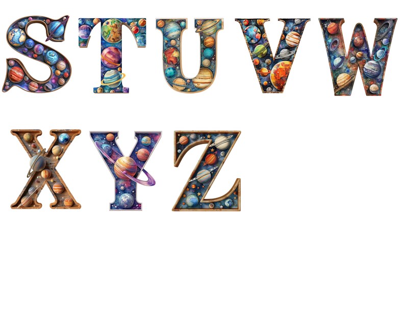 Planets Alphabet, Letters Png, Alphabet Png, Instant Download for ...