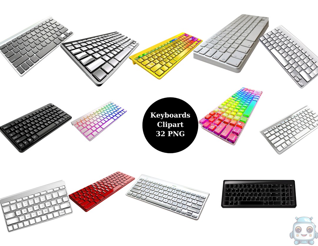 32 Keyboards Clipart, Technology Clipart, PNG Individual Images on ...