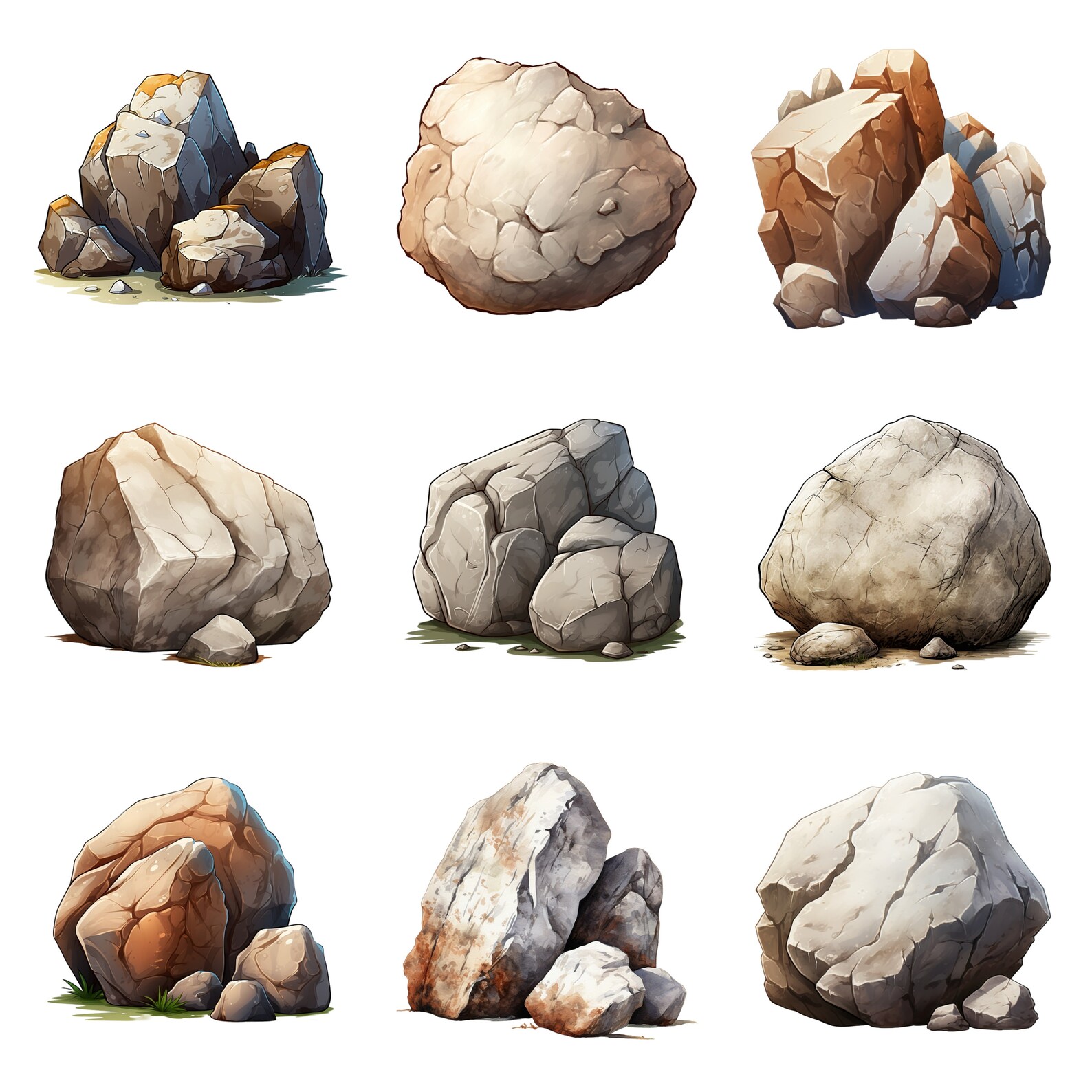 Boulders Clipart, PNG Digital Files on Transparent Background ...