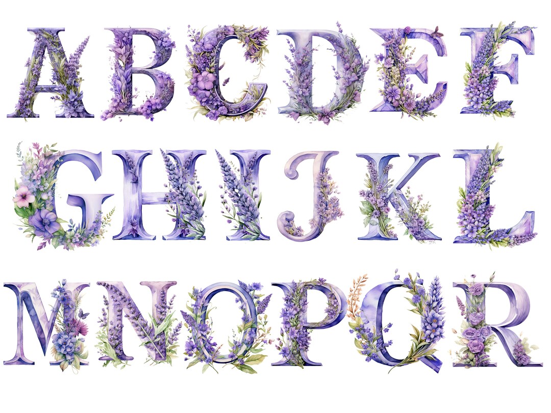 Lavender Alphabet, Letters Png, Alphabet Png, Instant Download for ...