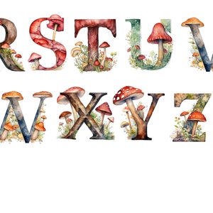 Watercolor Mushrooms Alphabet ,mushrooms Letters, Mushrooms, Download ...