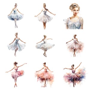 Watercolor Ballerinas Clipart, PNG Digital Files on a Transparent ...