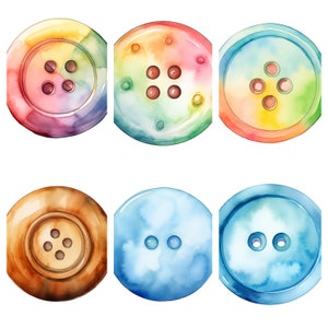 Watercolor Buttons Clipart, PNG Digital Files on Transparent Background ...