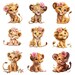 Cute Baby Lion Clipart, Animals Clipart, PNG Individual Images on ...