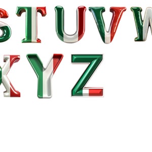 Watercolor Italian Flag Alphabet Clipart, PNG Individual Images on ...
