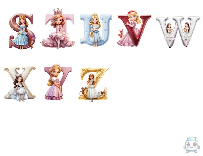 Alphabet PRINCESSE, lettres png, alphabet png, téléchargement immédiat ...