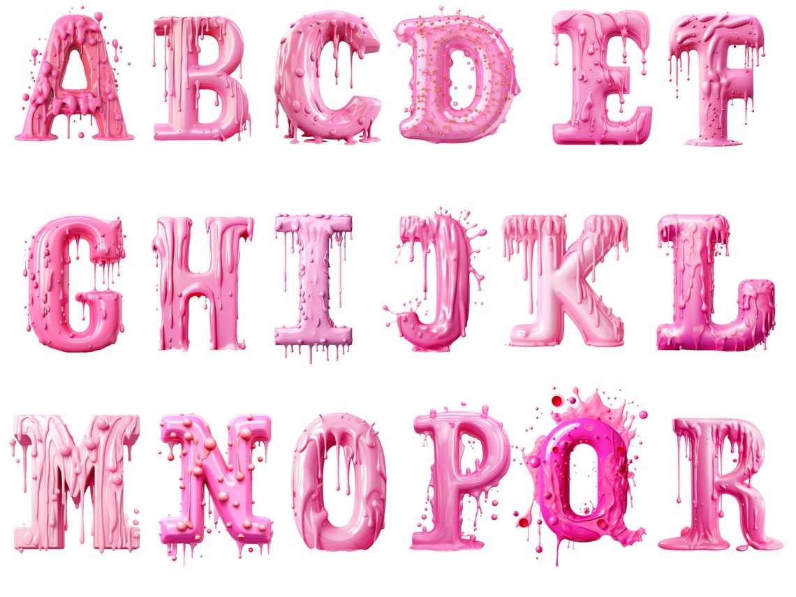 Sweet Pink Alphabet Clipart Transparent Background High - Etsy