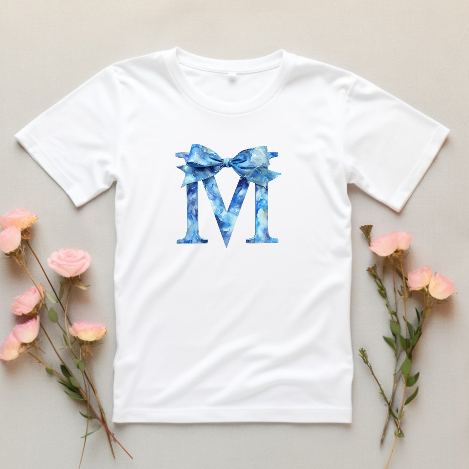 Watercolor Blue Bow Alphabet, Bow Letter Instant Download for ...