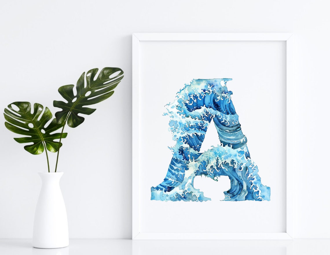 Ocean Waves Alphabet, Letters Png, Alphabet Png, Instant Download for ...
