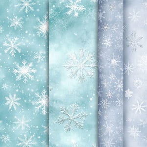 Snowflake Digital Paper, 18 Frosty Blue Winter Backgrounds, Vintage Ice ...