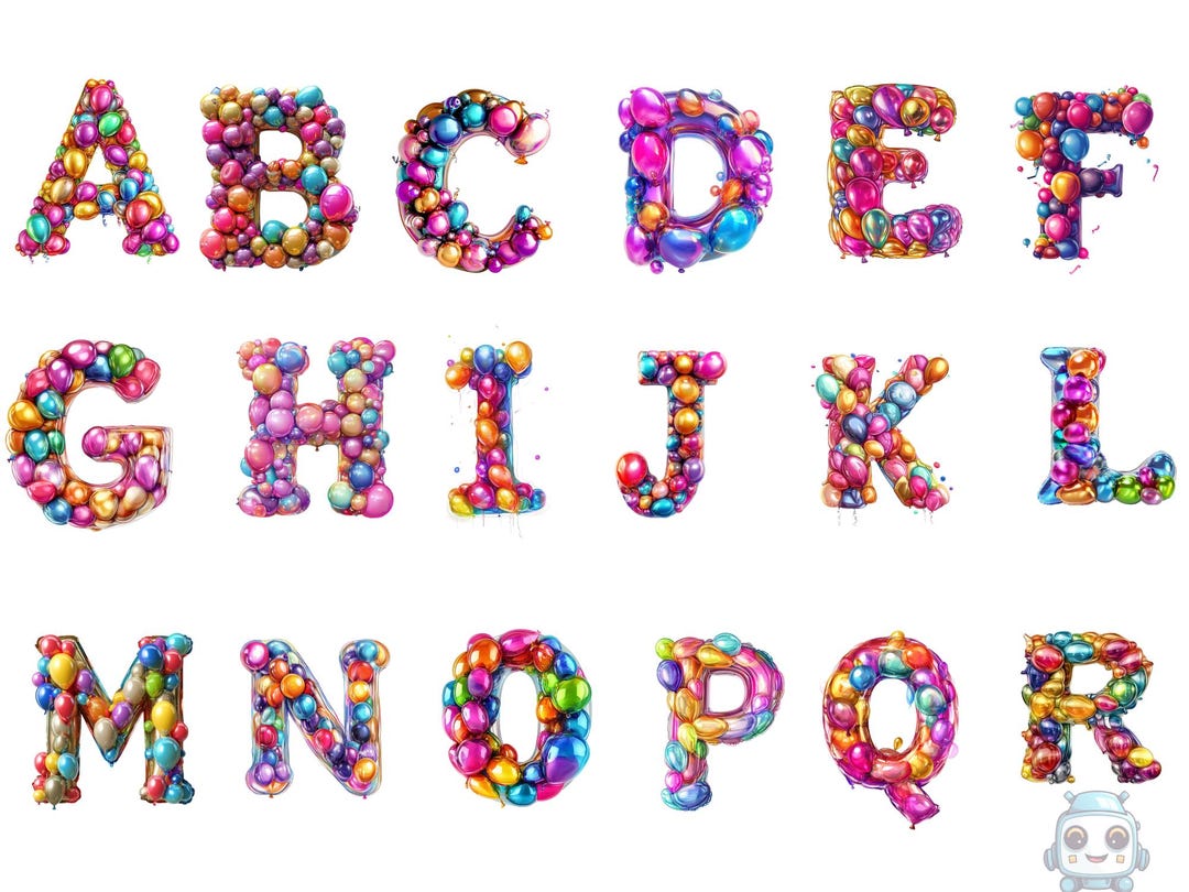 Colorful Balloon Alphabet Clipart - Festive Balloon Letters PNG for ...