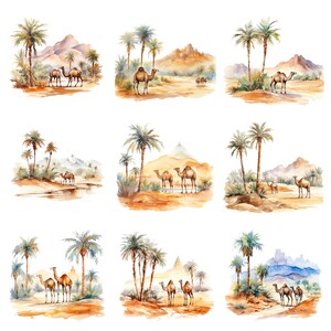 35 Desert Landscapes Watercolor Clipart, Desert Clipart, PNG Individual ...