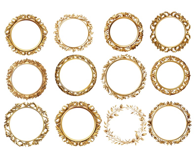 Golden Round Frames Clipart, Logo Clipart, Logo Template, Gold Circles ...