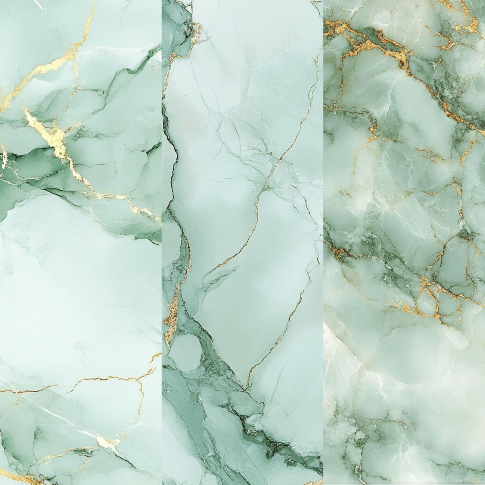 Green Marble Digital Paper, Elegant Gold Vein Texture Backgrounds for ...
