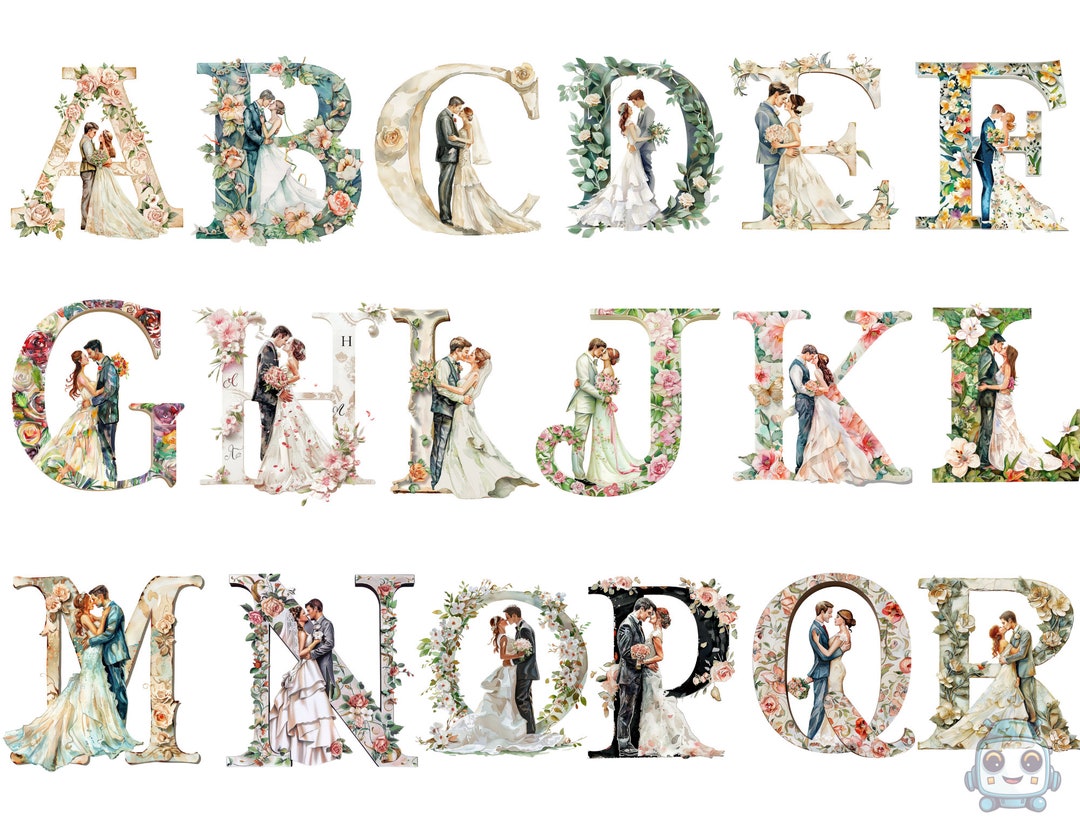 Wedding Alphabet, Letters Png, Alphabet Png, Instant Download for ...