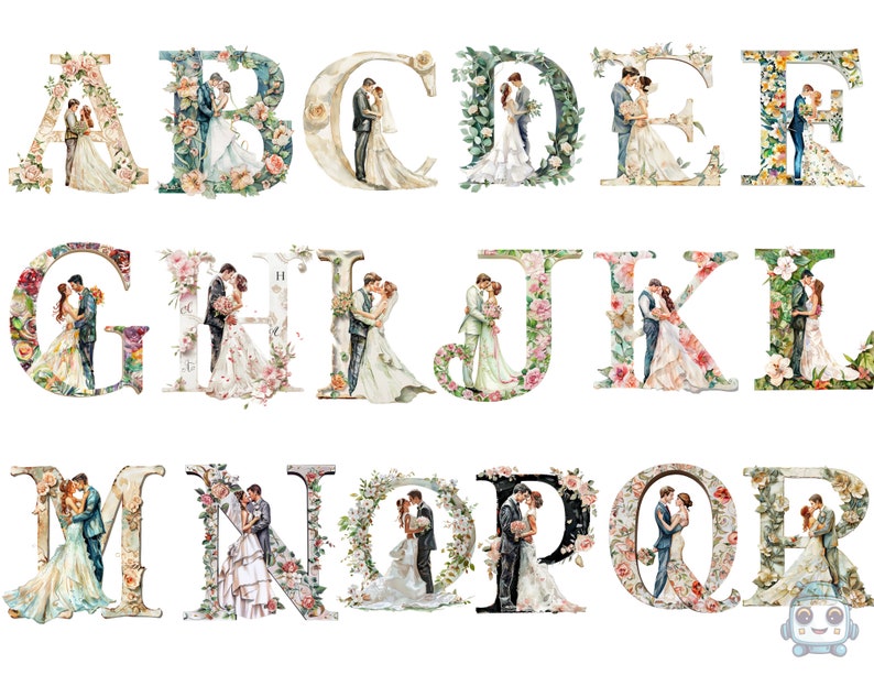 Wedding Alphabet, Letters Png, Alphabet Png, Instant Download for ...