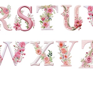 Embroidered Pink Alphabet, Letters Png, Alphabet Png, Instant Download ...