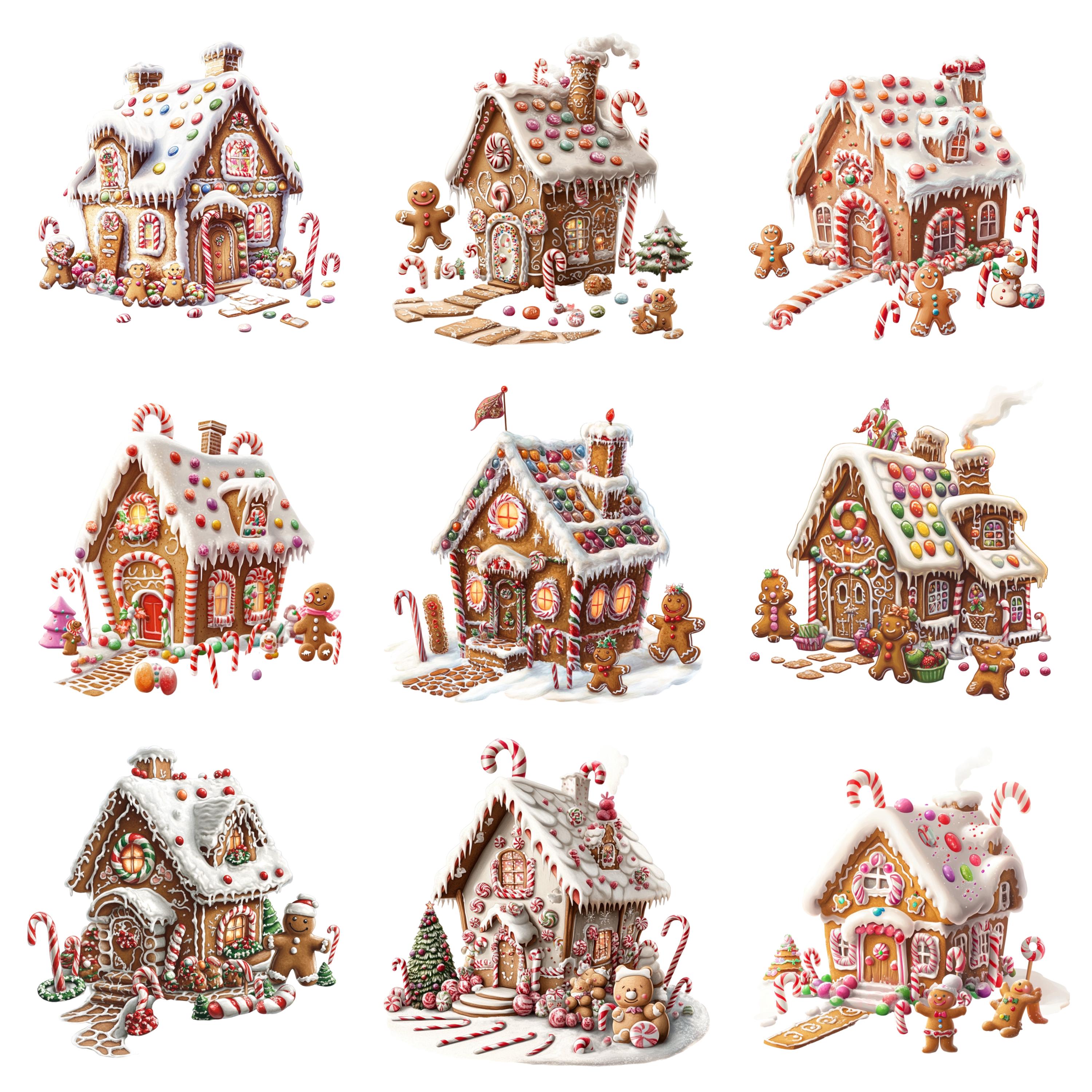 30 Gingerbread Houses Clipart, Christmas Clipart, PNG Individual Images ...