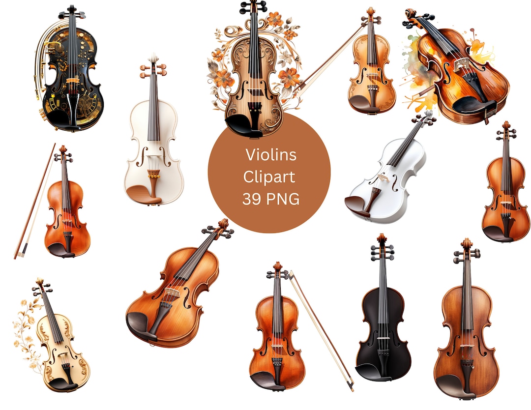 Violins Clipart, PNG Digital Files on Transparent Background ...