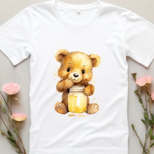 31 Adorable Bear Cub With Honey Watercolor Clipart, Bear Clipart, PNG ...