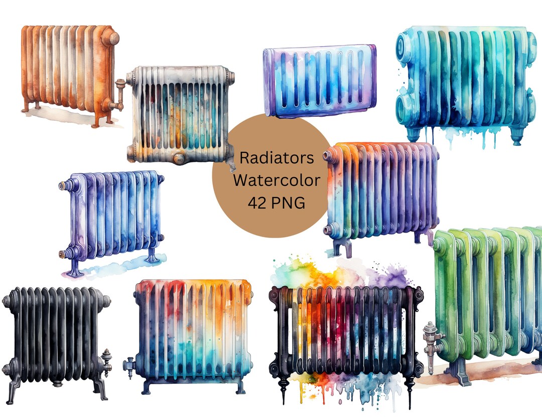 Watercolor Radiators Clipart, PNG Digital Files on Transparent ...