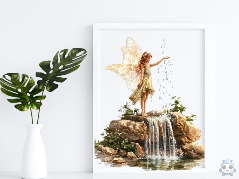 27 Fairies With Waterfall Clipart, Fantasy Clipart, PNG Individual ...
