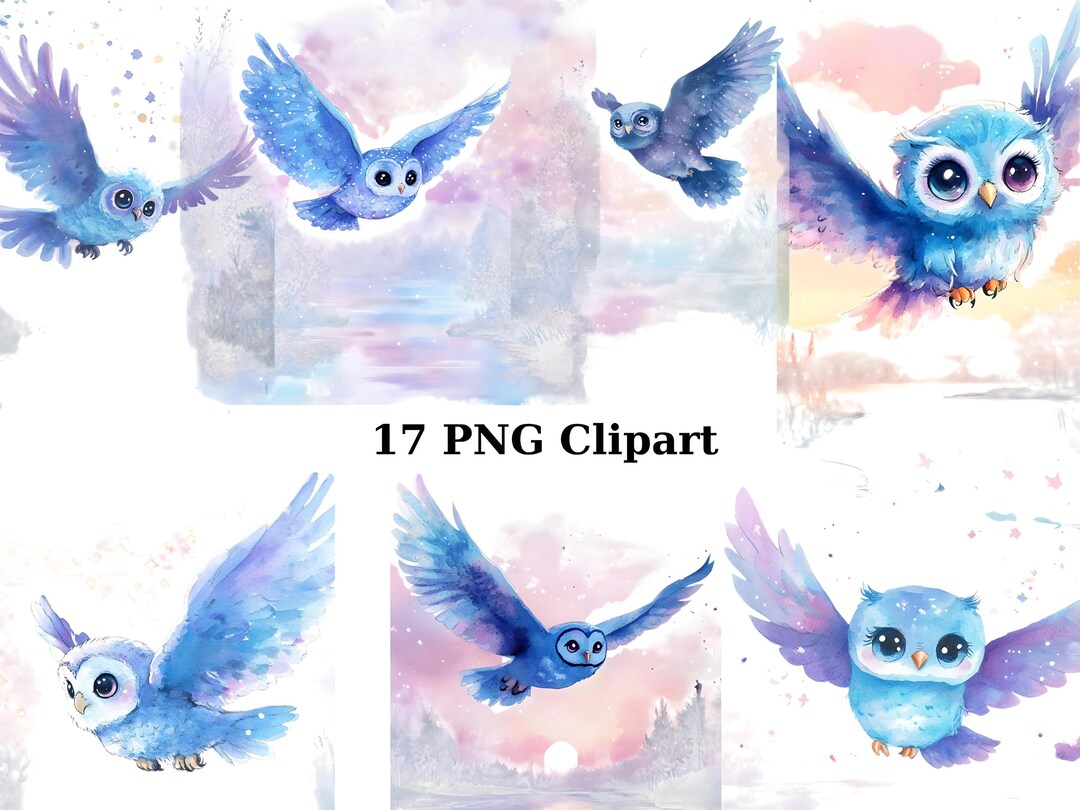 17 Pastel Owls Watercolor Clipart, Animals Clipart, PNG Individual ...