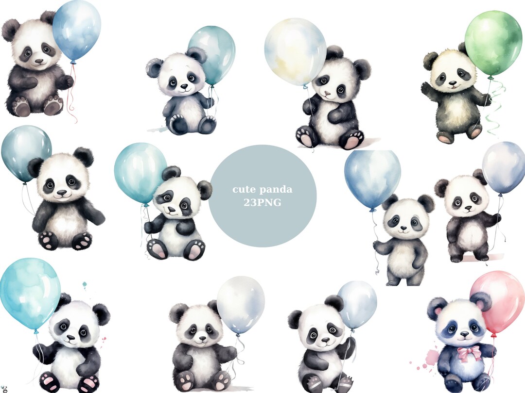 23 Cute Panda Watercolor Clipart, Kids Clipart, Cute Animals, PNG ...