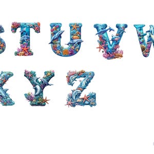 Underwater Ocean Alphabet Clipart - Dolphin & Coral Letters PNG ...