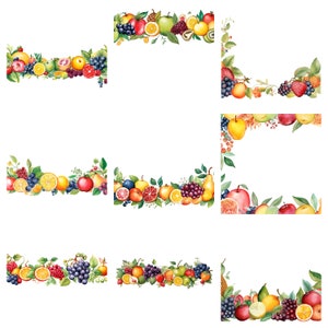Watercolor Fruit Borders Clipart, PNG Digital Files on Transparent ...