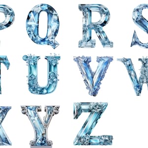 Crystal Alphabet PNG Digital Files, Flowers, Butterflies, Scrapbook ...
