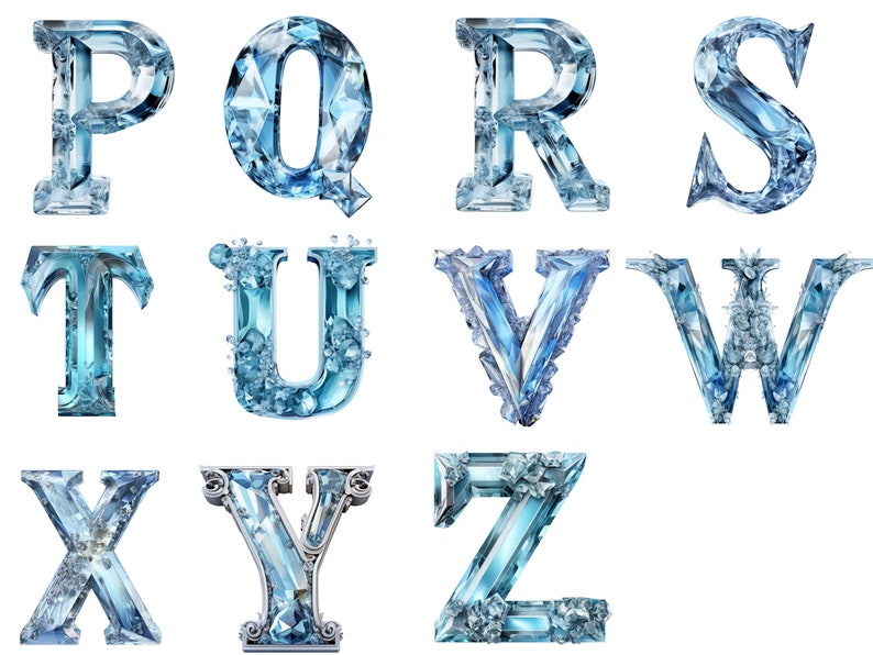 Crystal Alphabet PNG Digital Files Flowers Butterflies - Etsy
