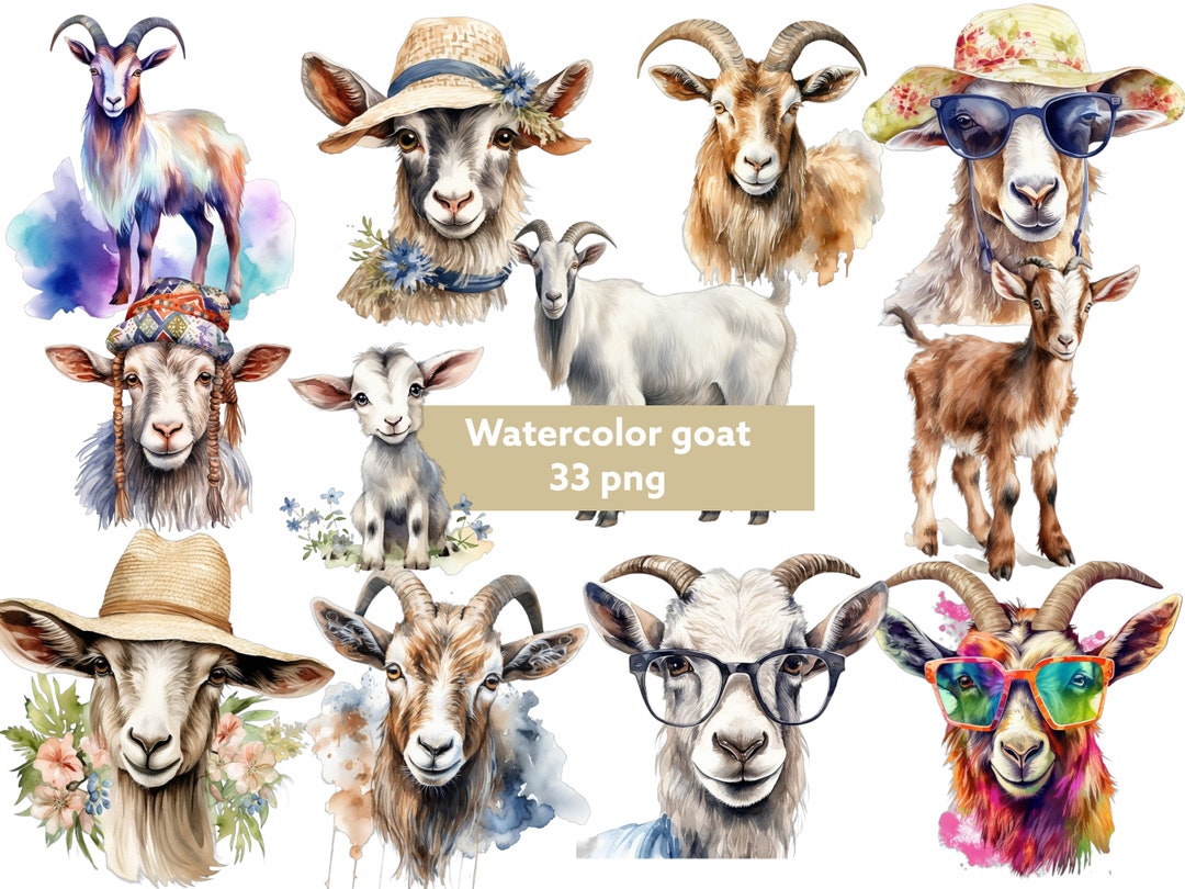 Watercolor Goat Clipart, Transparent Background, High Quality, Clipart ...