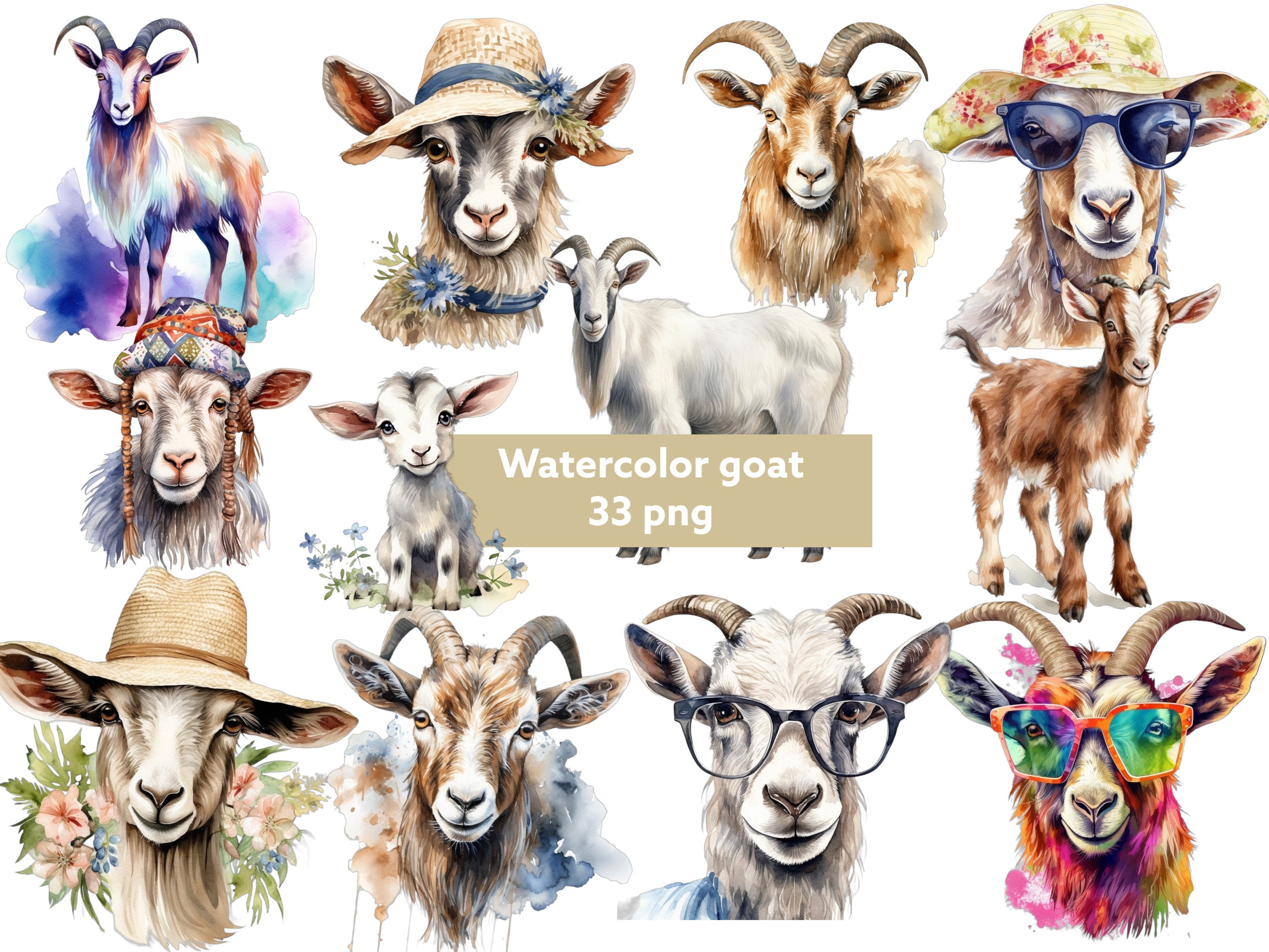 Watercolor Goat Clipart Transparent Background High Quality - Etsy ...