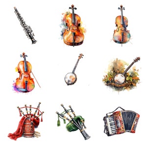 Watercolor Musical Instruments Clipart, PNG Digital Files on ...