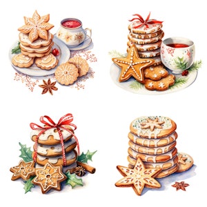 Watercolor Christmas Cookies Clipart, PNG Digital Files on Transparent ...