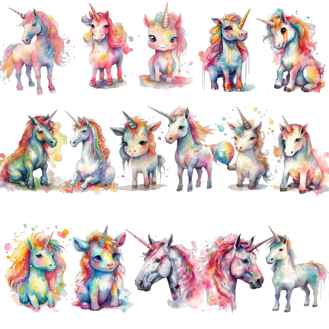 Watercolor Unicorns Clipart, PNG Digital Images, High Quality ...