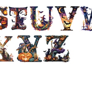Halloween Witch Alphabet Watercolor Clipart, Halloween Clipart, PNG ...