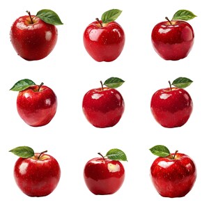 35 Red Apple Clipart Bundle, Fresh Fruit PNG, Realistic Apple PNG ...