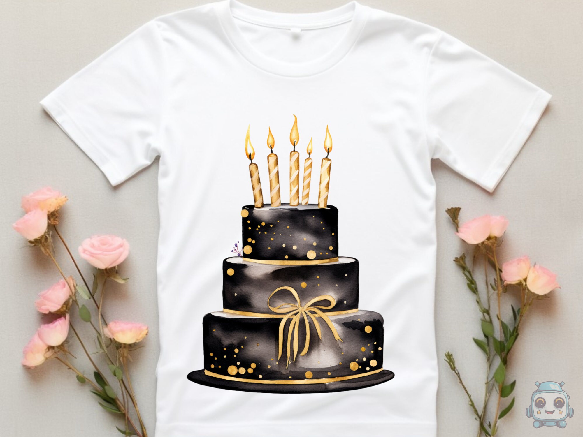 37 Black and Gold Birthday Cakes Watercolor Clipart, Party Clipart, PNG ...