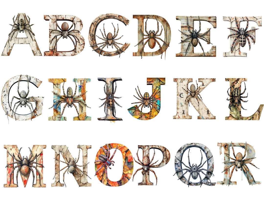 Spider Alphabet, Letters Png, Alphabet Png, Instant Download for ...