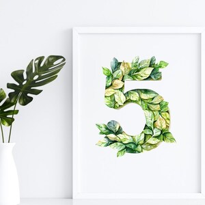 Leafy Numbers Clipart - Green Nature-inspired Numerals PNG Individual ...