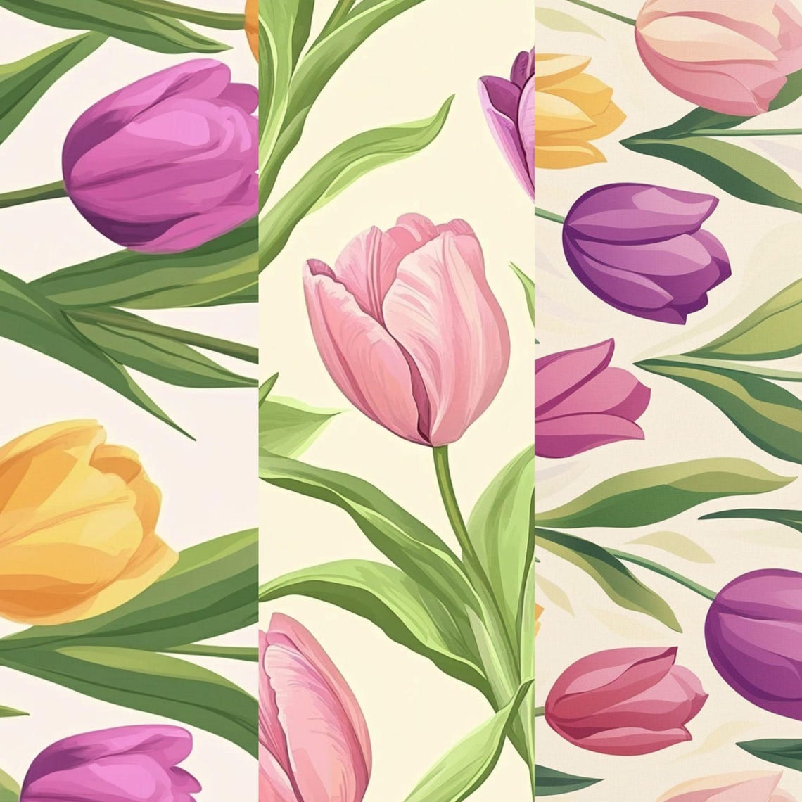 Colorful Tulip Digital Paper Bundle - Spring Floral Backgrounds ...