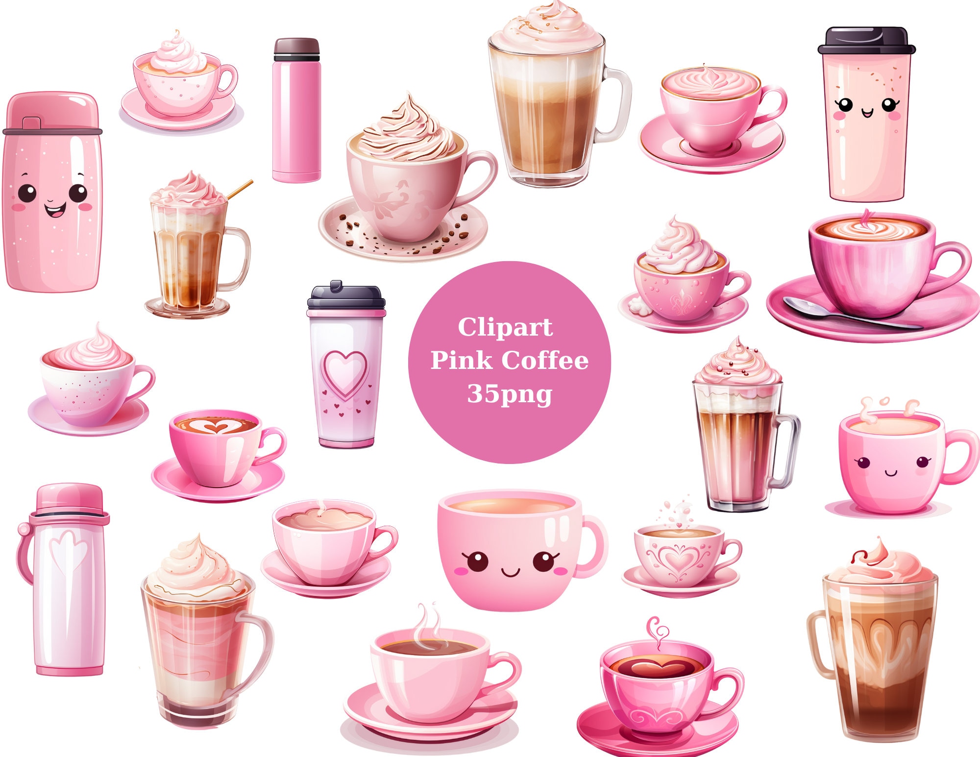 Pink Coffee, Png, Coffee Png, Instant Download for Commercial Use, High ...