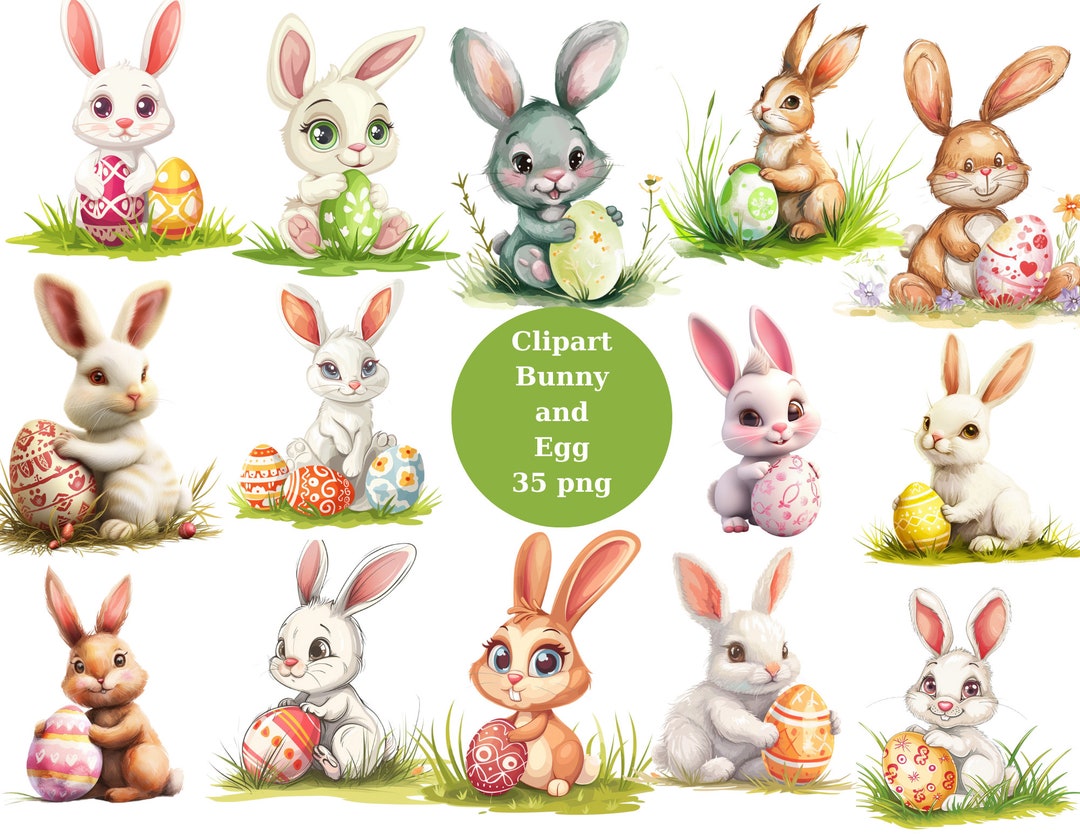 Clipart Bunny and Egg, Easter, in PNG for Commercial Use Instant ...