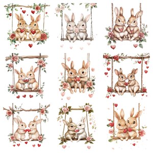 45 Rabbits in Love Watercolor Clipart, Animals Clipart, PNG Individual ...