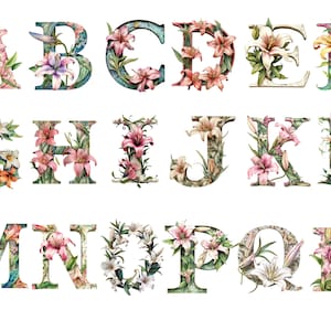 Lily Flower Alphabet, Letters Png, Alphabet Png, Instant Download for ...