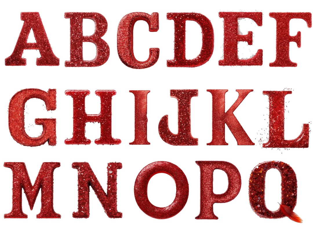 Red Glitter Alphabet Clipart, Transparent Background, High Quality ...