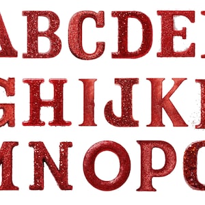 Red Glitter Alphabet Clipart, Transparent Background, High Quality ...