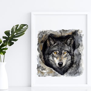 27 Wolves in Caves Clipart, Watercolor Clipart, PNG Individual Images ...